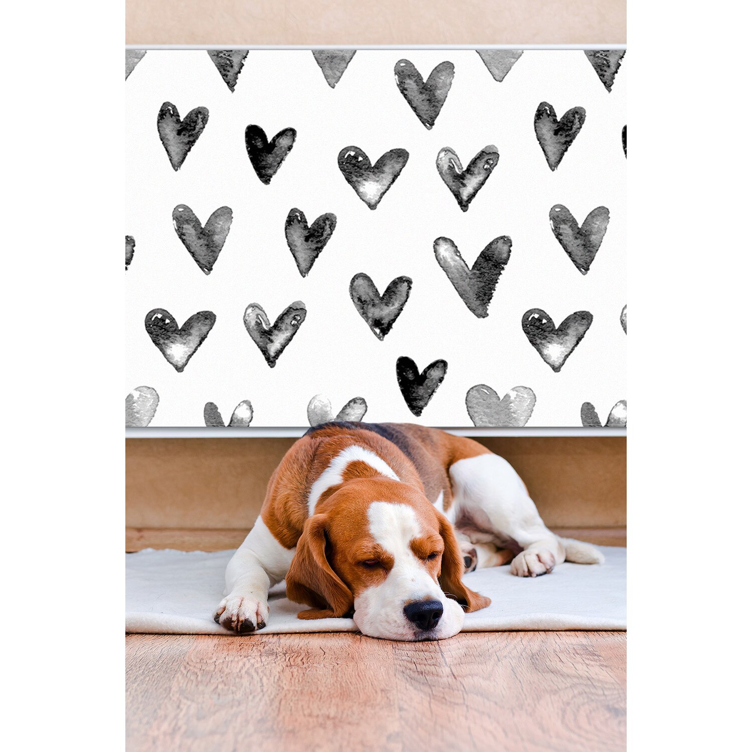 Magnet decorativ, Dreptunghi, Inimi Pictate, Gri, 100 cm x 60 cm ...