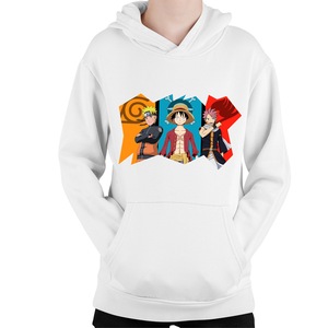 Hanorac copii Fairy Tail Naruto Bleach One Piece, alb, marime 152-158 ...