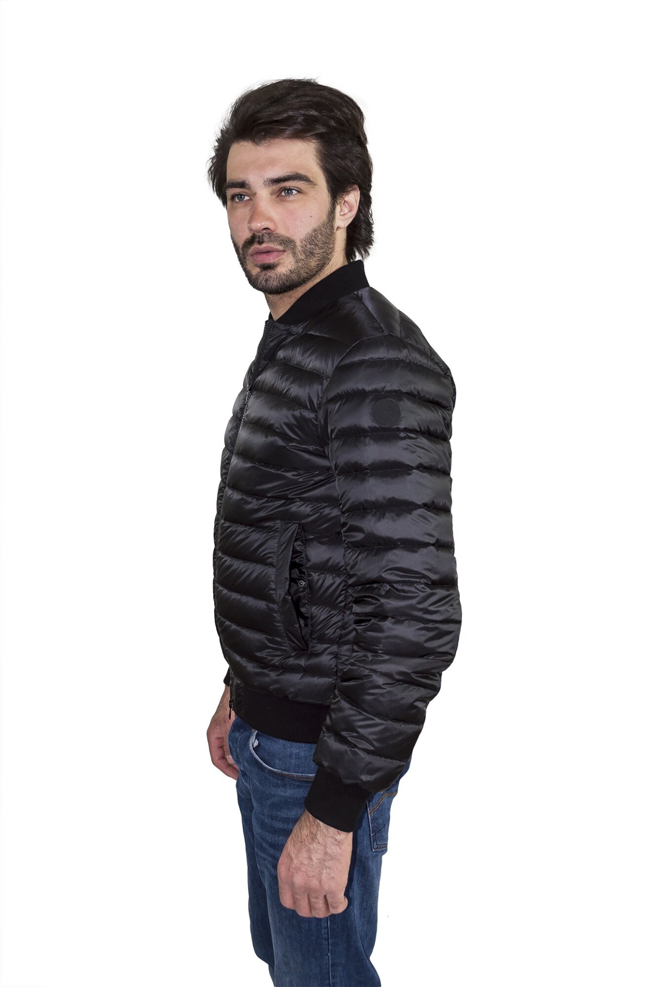 Geaca Bomber cu puf, Artieri, negru, L - eMAG.ro