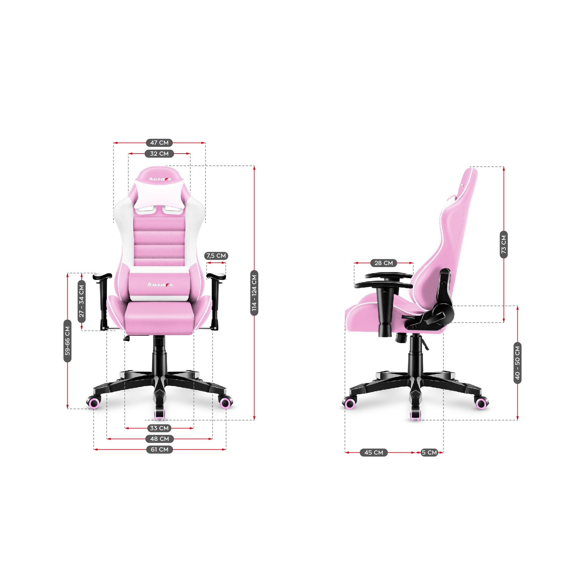 Scaun gaming pentru copii, Huzaro Ranger 6.0, Piele ecologica, Roz ...