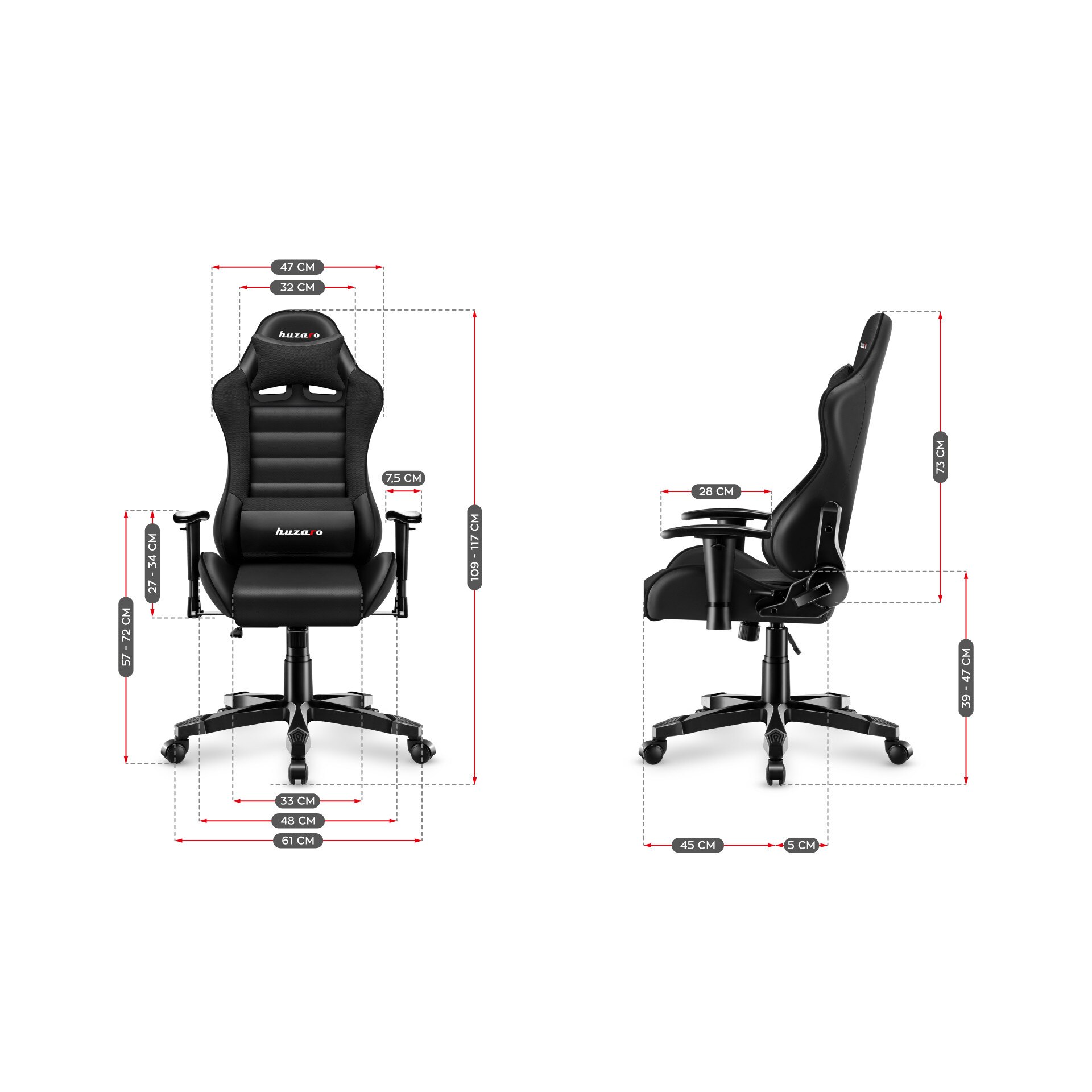 Scaun gaming pentru copii, Huzaro, Negru - eMAG.ro
