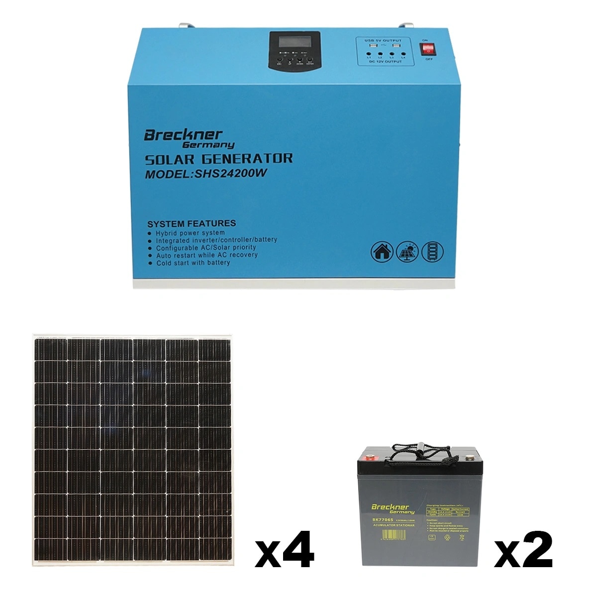 Kit sistem solar fotovoltaic 1200W, 24V/100Ah invertor PMW 1600W - eMAG.ro