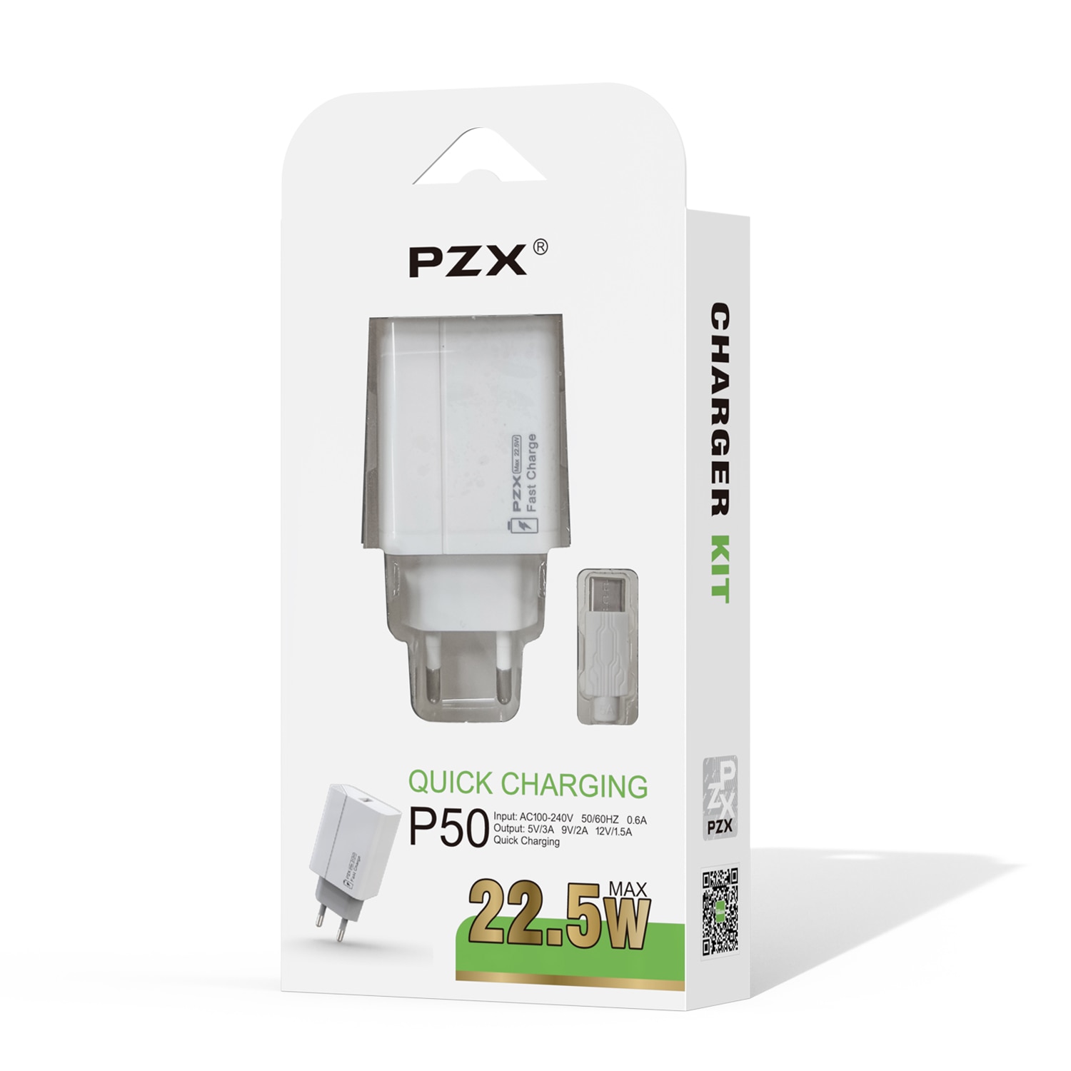 Зарядно устройство PZX, P50, 22.5W, Fast charge, Type C кабел - eMAG.bg