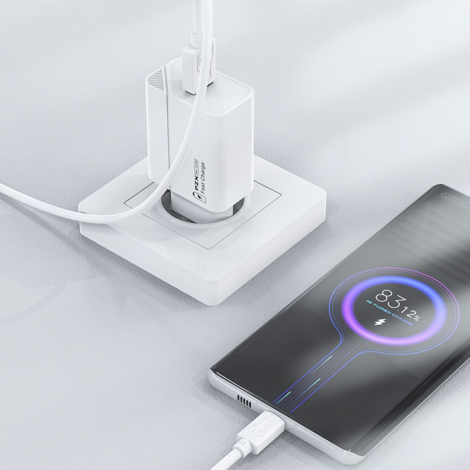 Зарядно устройство PZX, P50, 22.5W, Fast charge, Type C кабел - eMAG.bg