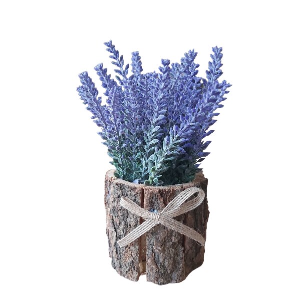 Lavanda Artificiala In Ghiveci Din Scoarta Naturala, Cu Fundita, H 18 ...