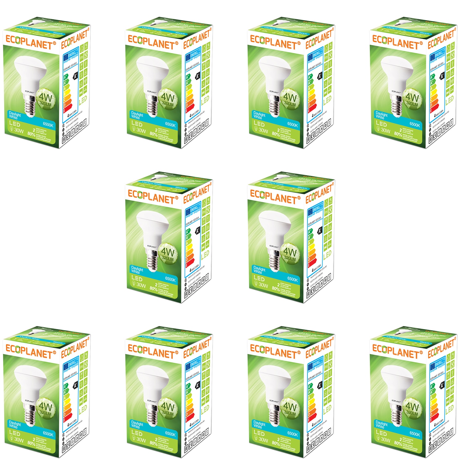 Set 10 buc - Bec Led Ecoplanet reflector R39, E14, 4W, 30W, 320LM, G ...