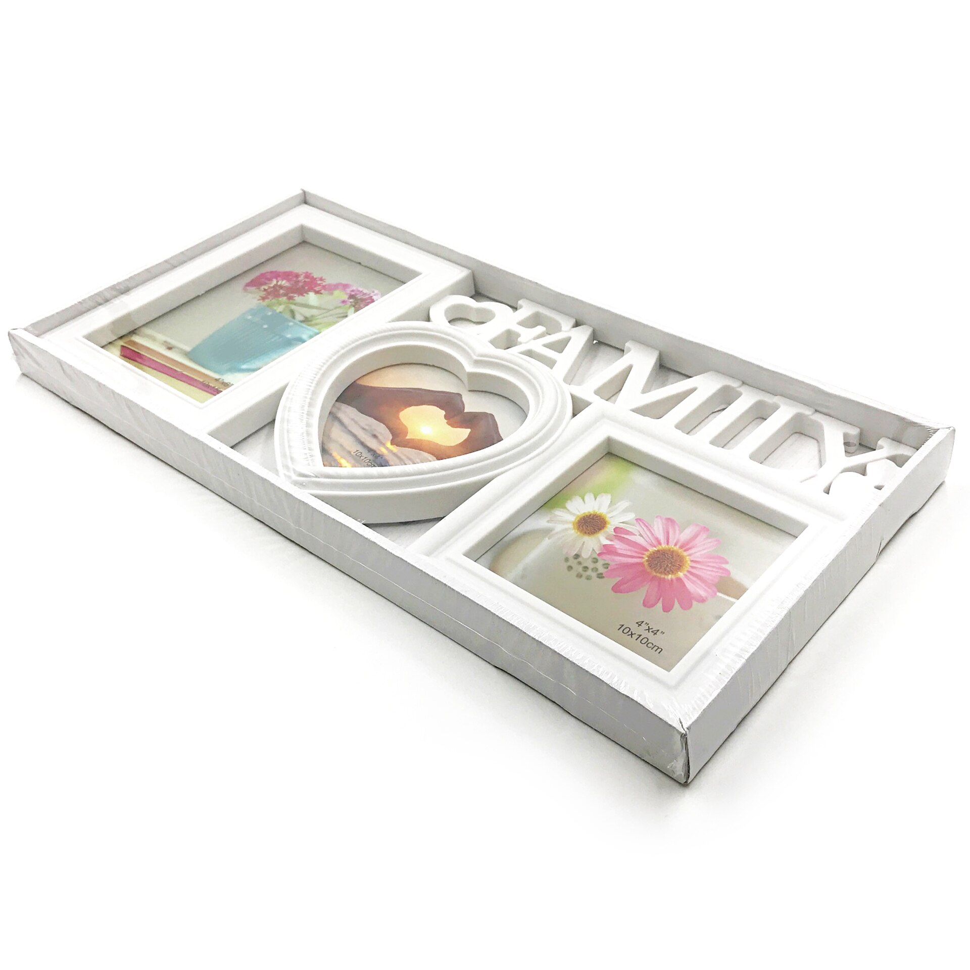 Kis családi kollázs képkeret, Rhainer, fehér, 2 fénykép 10x15 és 1 fotó ...