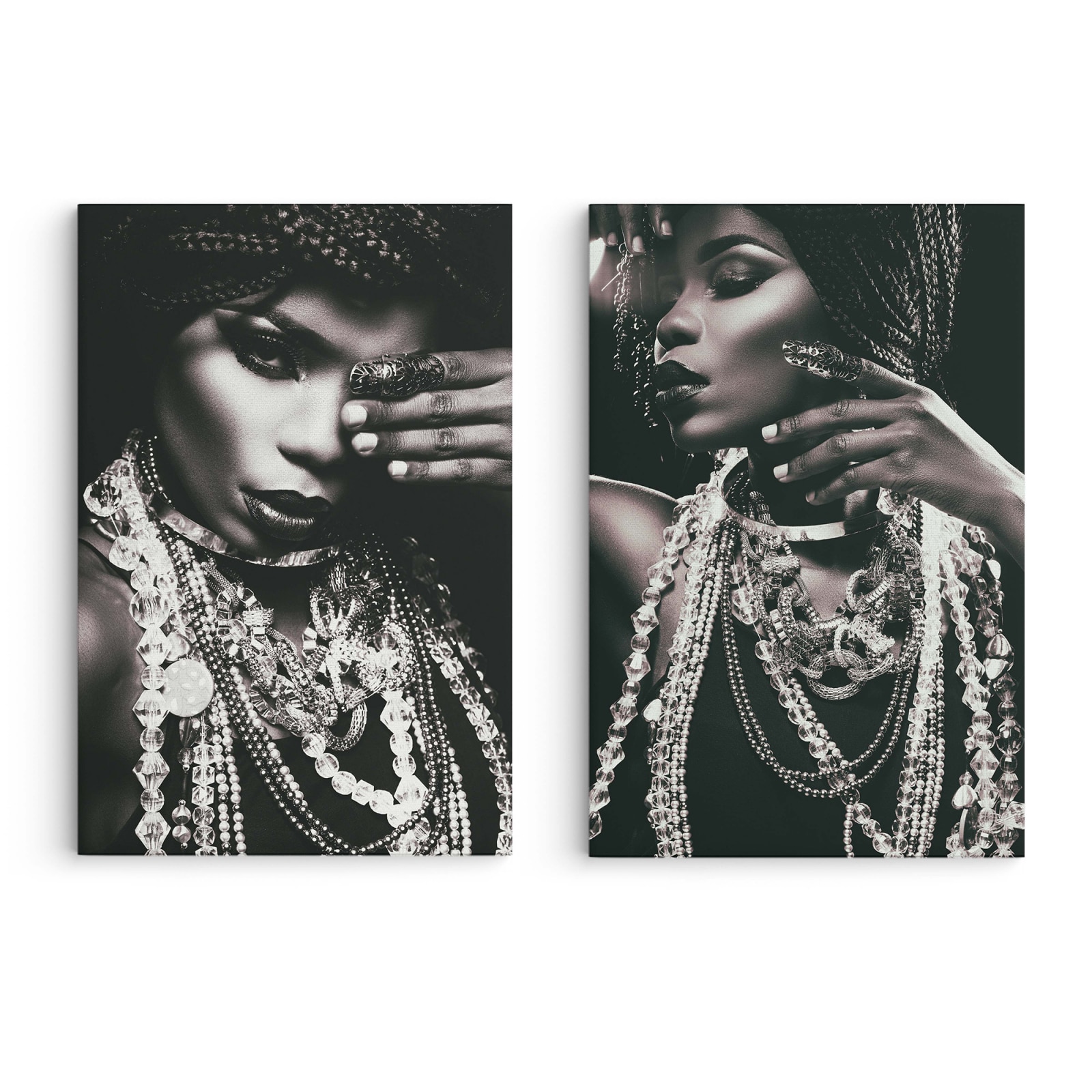 Tablou canvas, Intaglio, Modern, alb negru Portret negresa, print pe ...