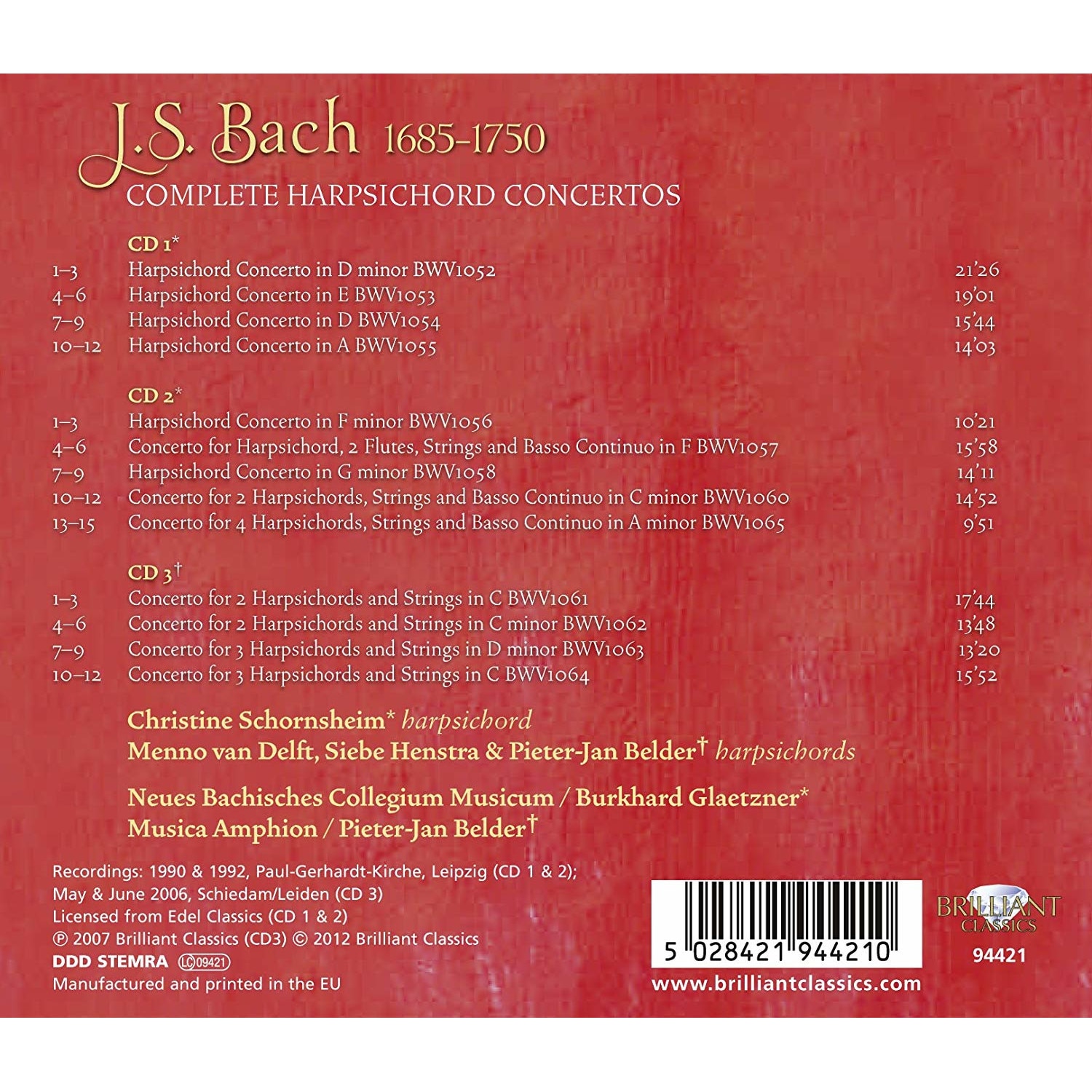 Bach - Complete Harpsichord Concertos 3CD - eMAG.ro