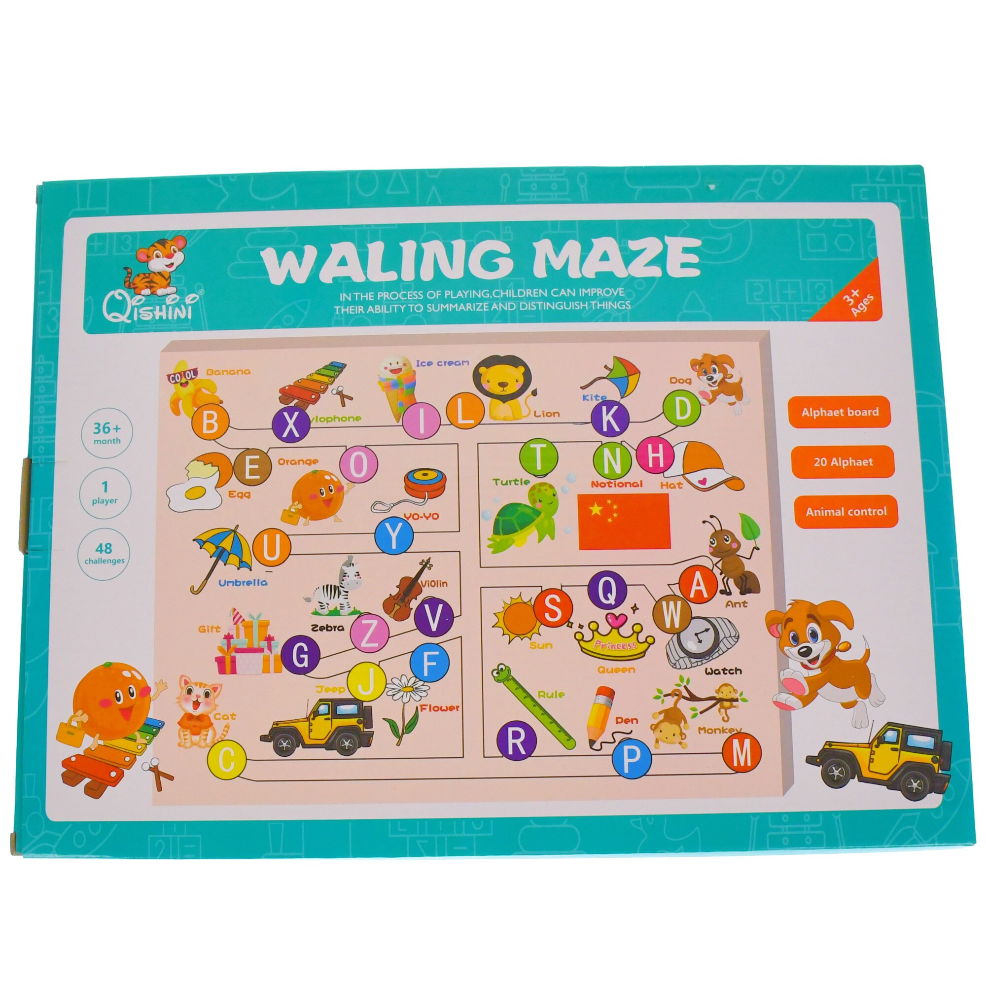 Labirint de jucarie cu animale, din lemn, multicolor, 40 x 30 cm - eMAG.ro