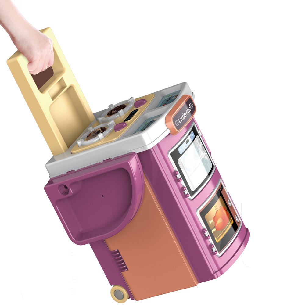 Детска кухня Vanyeh, 49 части, 2 в 1, Куфар, Звук, Светлина, Течаща ...