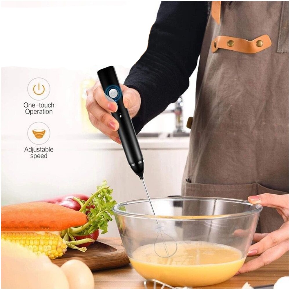 Mini Mixer spuma lapte si oua, Incarcare USB, Negru - eMAG.ro