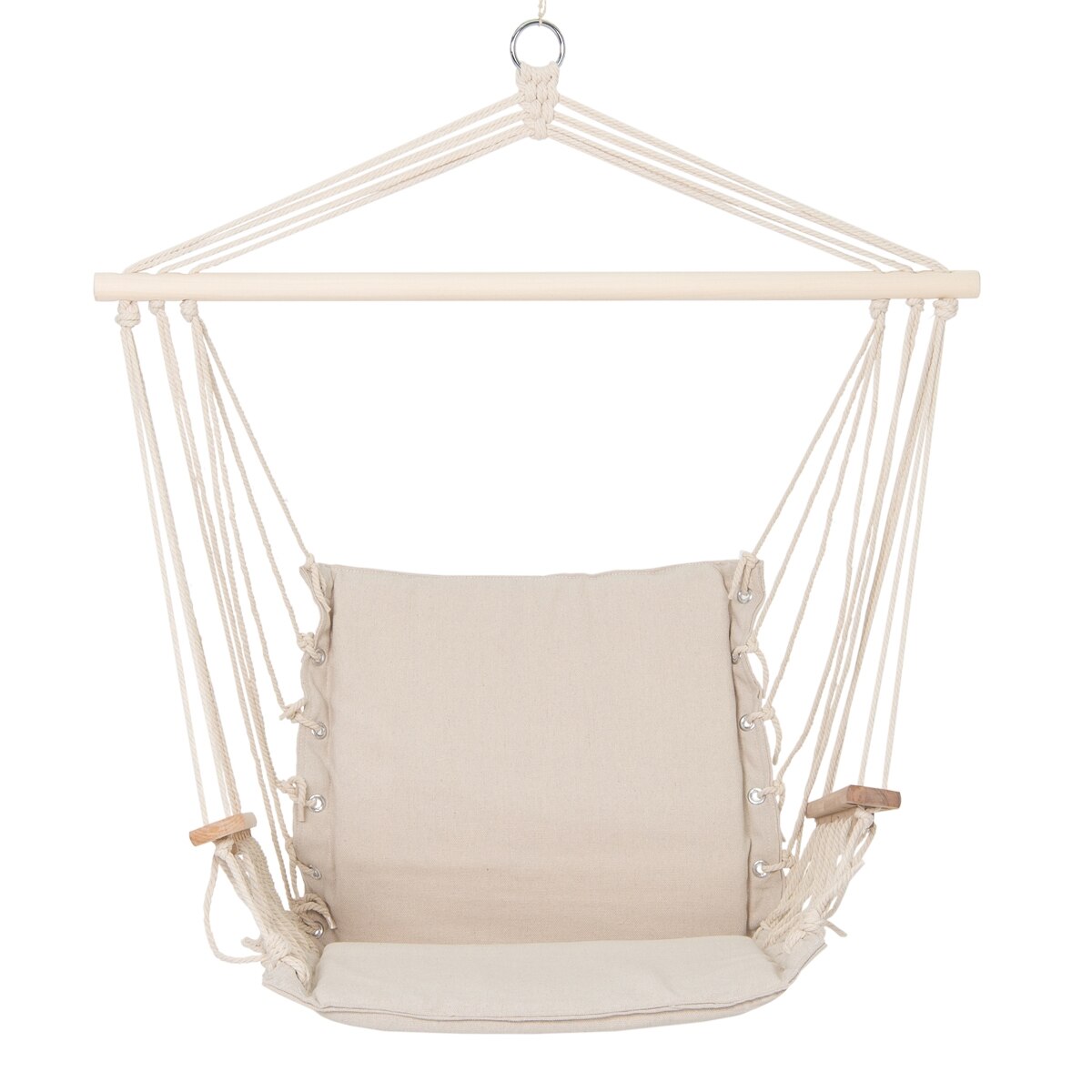 Hamac scaun natur-bej/negru, ECD Germany, bara si cotiere din lemn, 45 ...