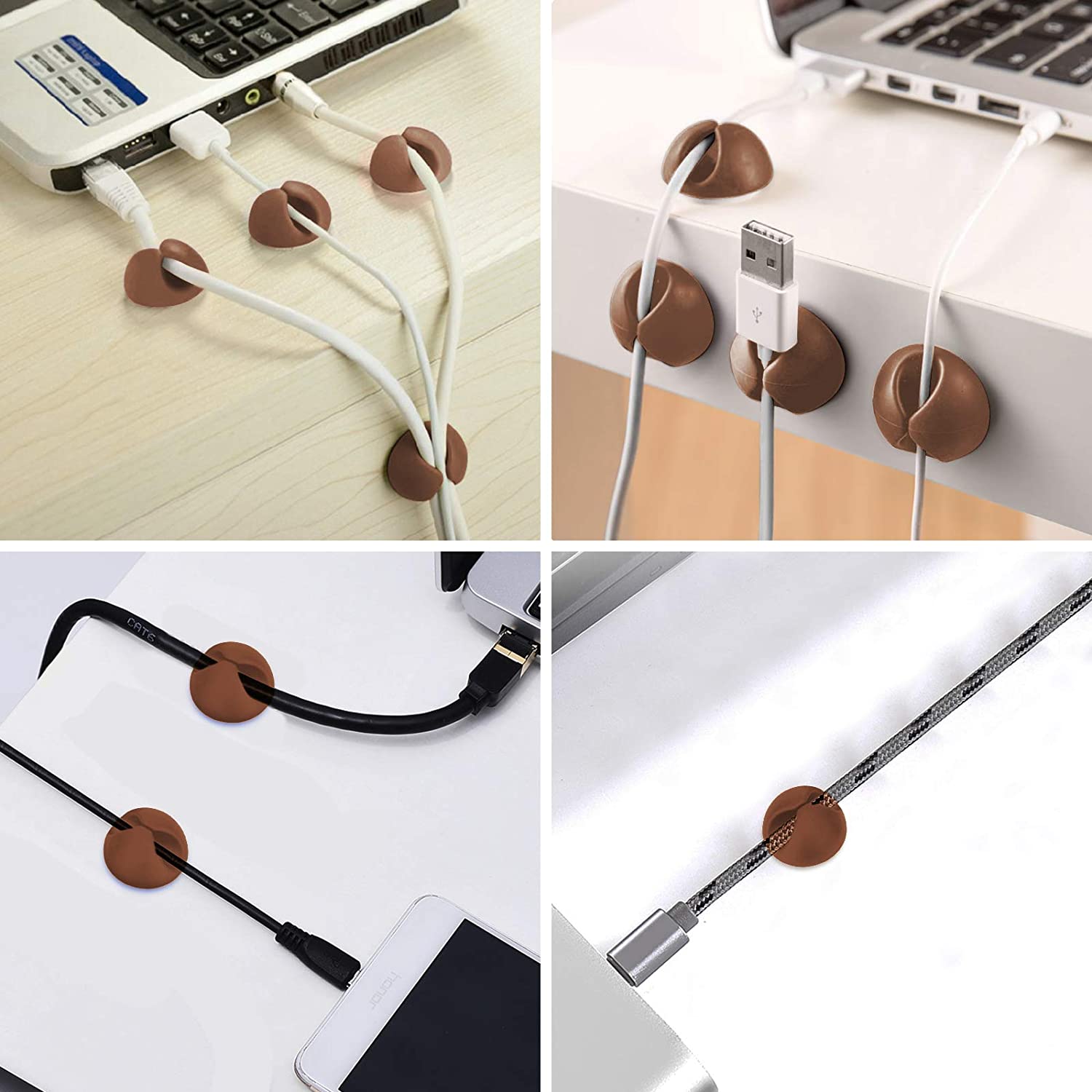 Set 8 organizatoare cabluri Parafasa, Adeziv, 2.8 cm, Maro - eMAG.ro Set 8 organizatoare cabluri Parafasa, Adeziv, 2.8 cm, Maro - eMAG.ro
