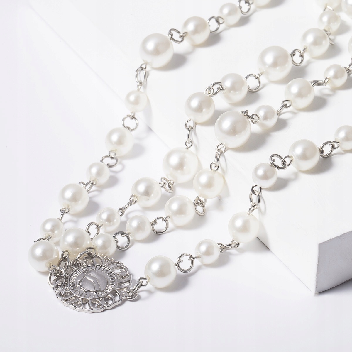 Curea de dama cu perle, Little Angel, Metal, Argintiu, 100 cm - eMAG.ro