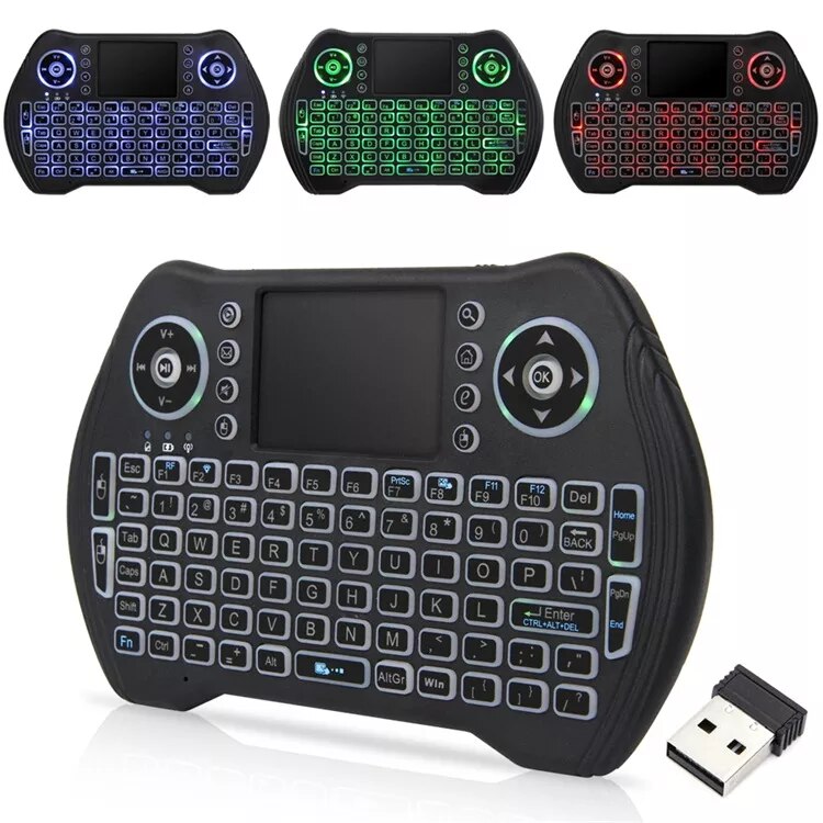 Mini tastatura Wireless, Touchpad integrat, Universala, Iluminare RGB 3 ...