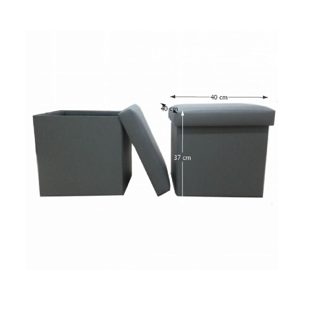 Taburet pliabil piele ecologica gri Tela 40x40x37 cm - eMAG.ro