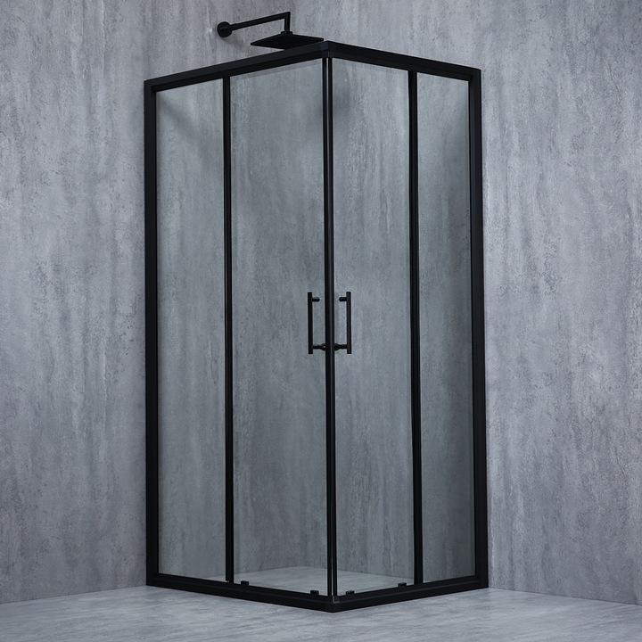 Cabina de dus patrata Manopera Europe Black sticla transparenta 6 mm ...
