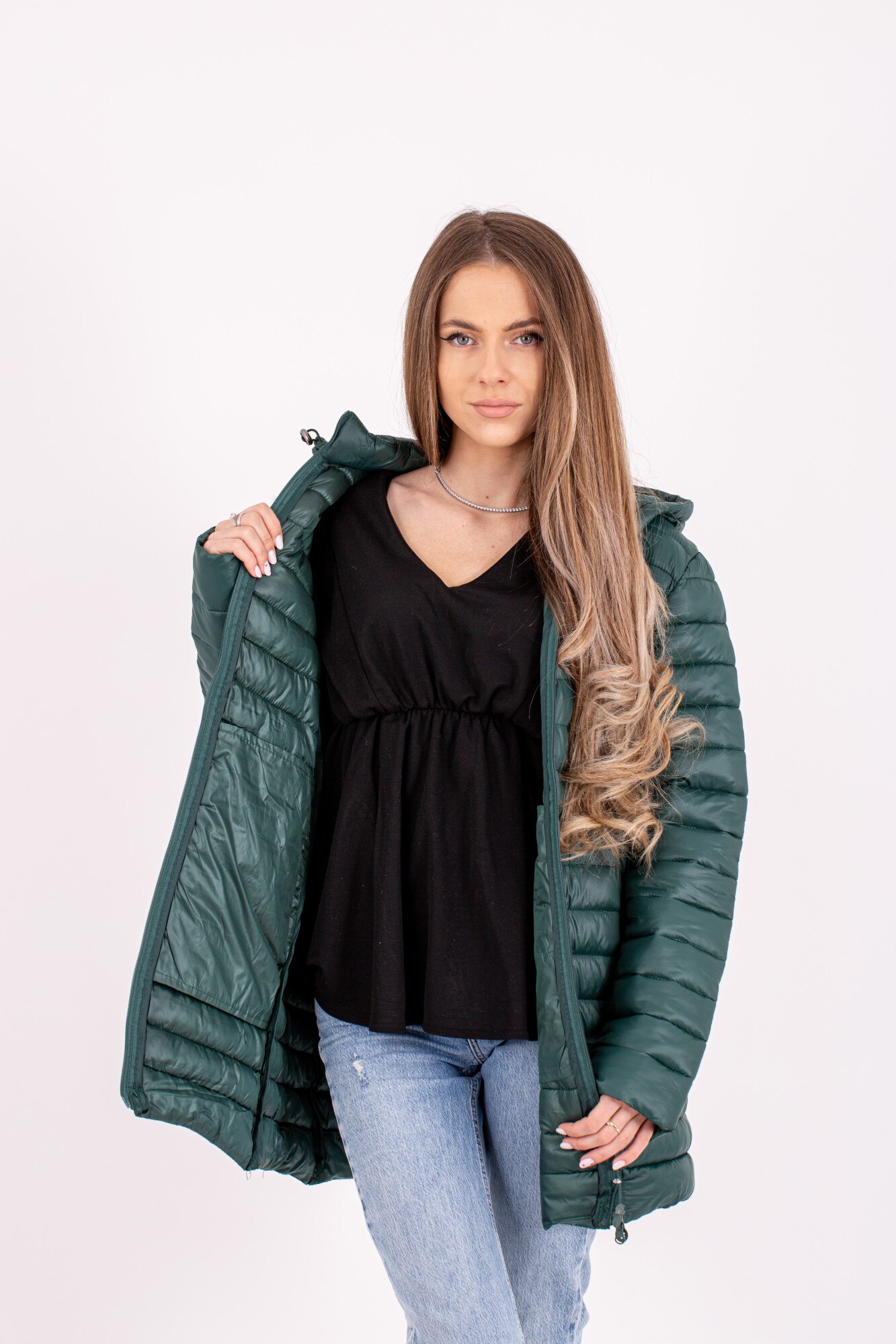 Jacheta dama lungime medie 2030, Verde, 3XL - eMAG.ro