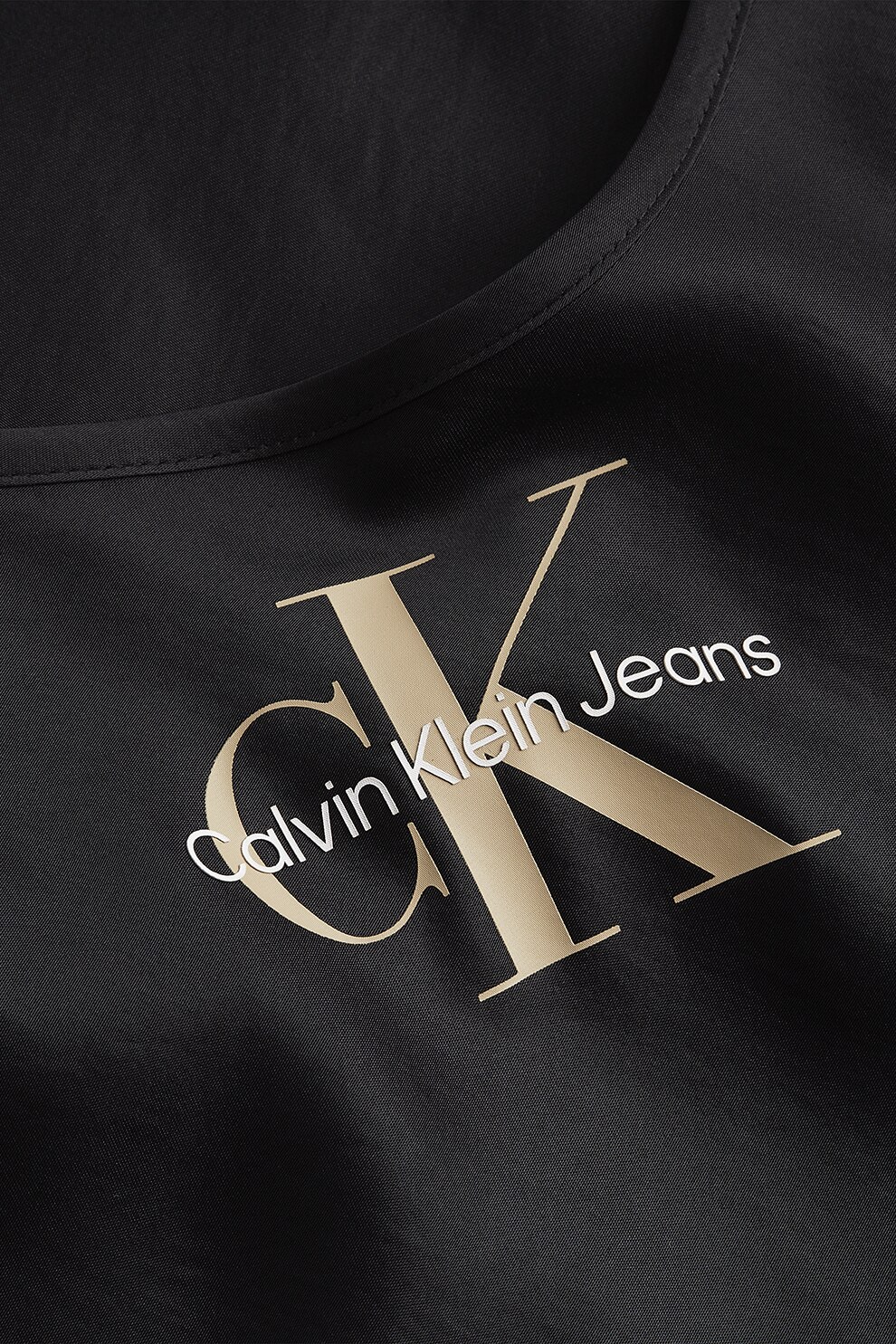 CALVIN KLEIN JEANS, Rochie midi din satin cu imprimeu logo, Maro camel ...