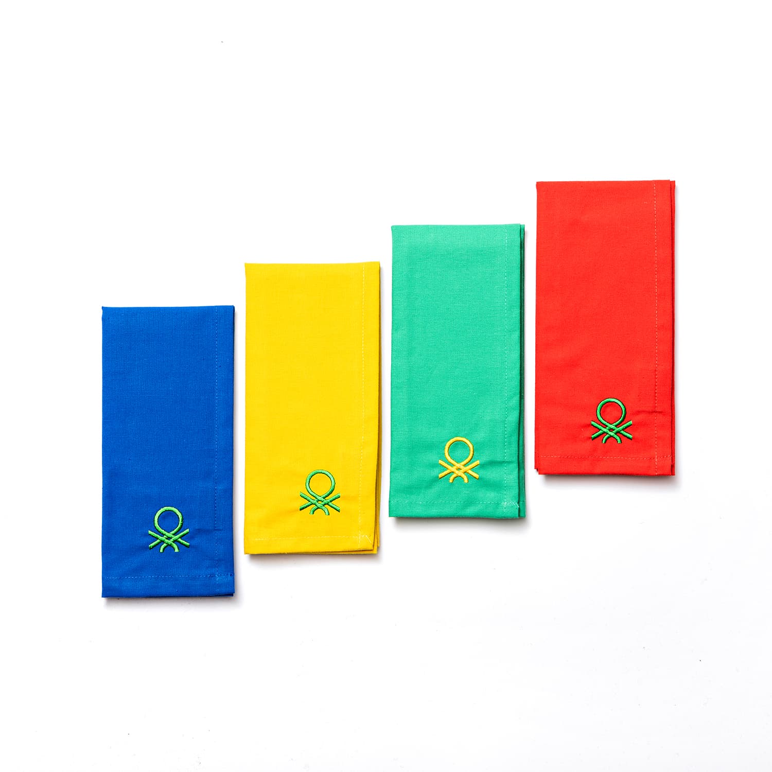 Set 4 servetele Benetton, Bumbac, Logo Brodat, Multicolor - eMAG.ro