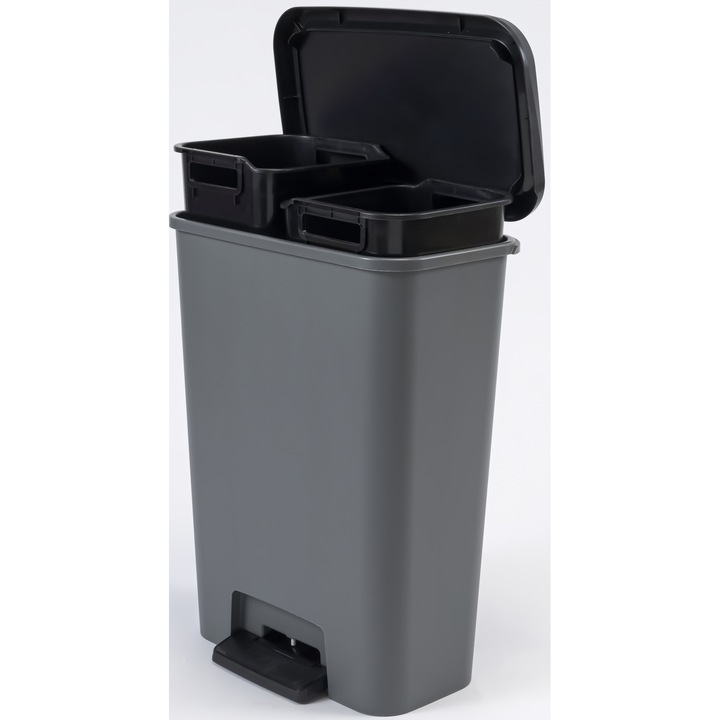 Cos de gunoi cu pedala Curver Compatta Duo, pentru sortare deseuri ...