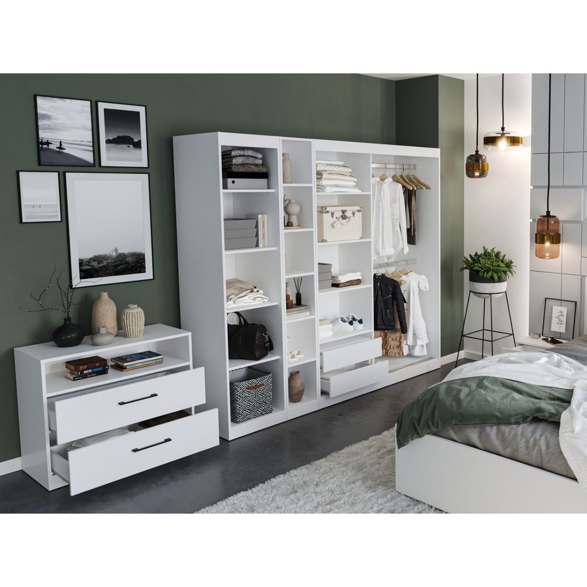 Dulap Nordis, model 01, usi albe, pal melaminat L 210 x A 55 x H 194,8 ...