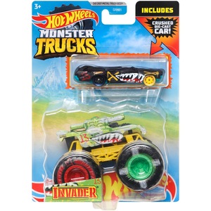 Set 2 masinute Hot Wheels - Monster Truck si masinuta metalica Boneshaker - eMAG.ro