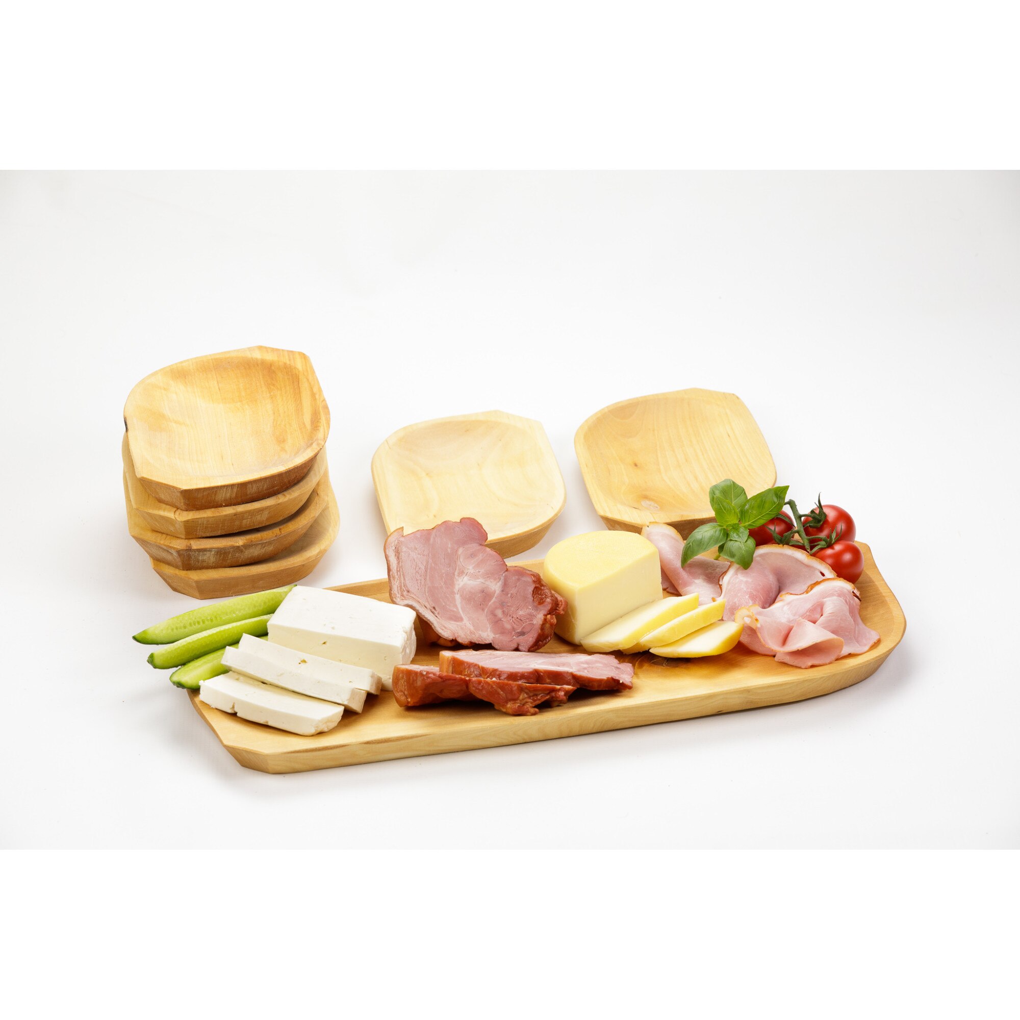 Set servire rustic lemn arin Platou si 6 farfurii - eMAG.ro