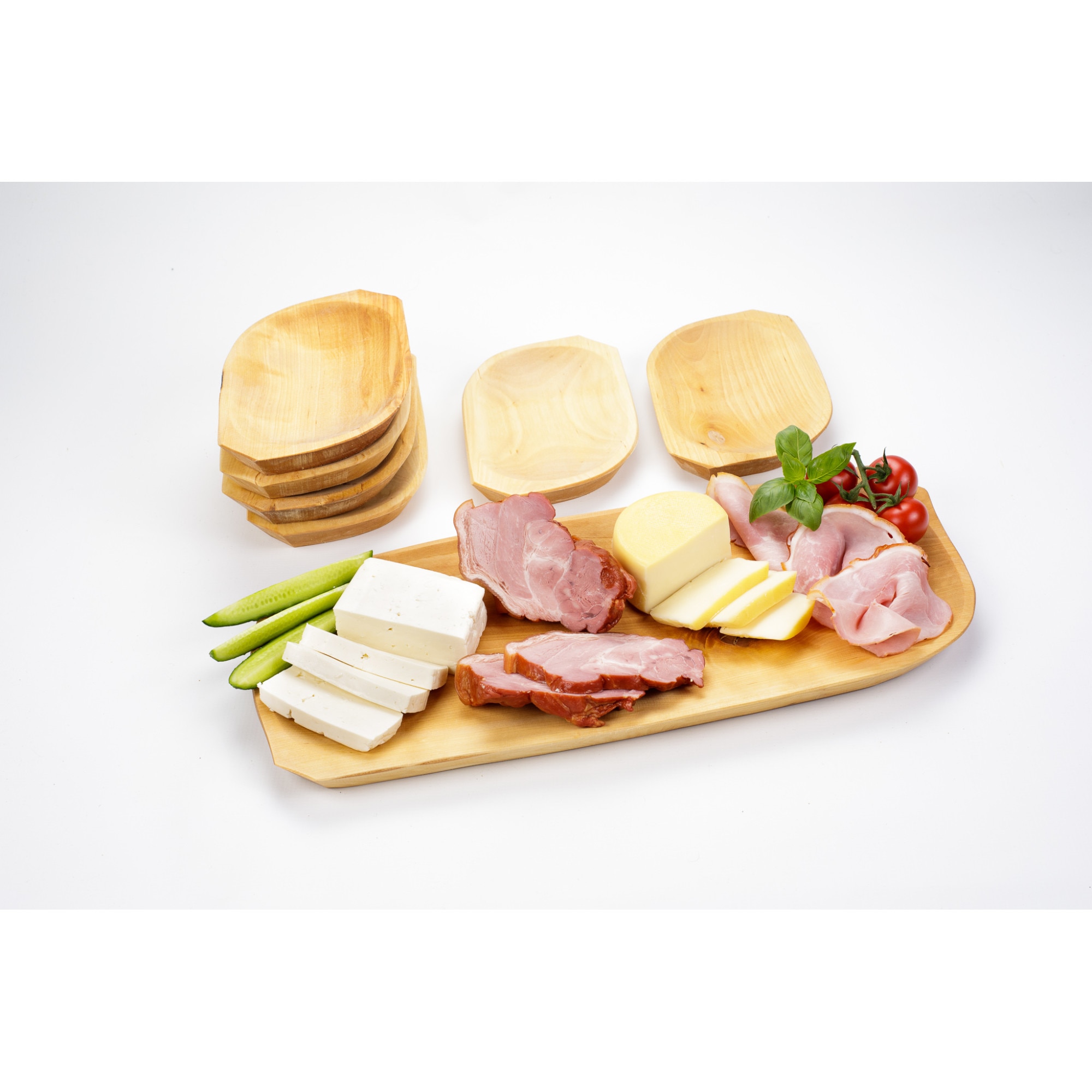 Set servire rustic lemn arin Platou si 6 farfurii - eMAG.ro