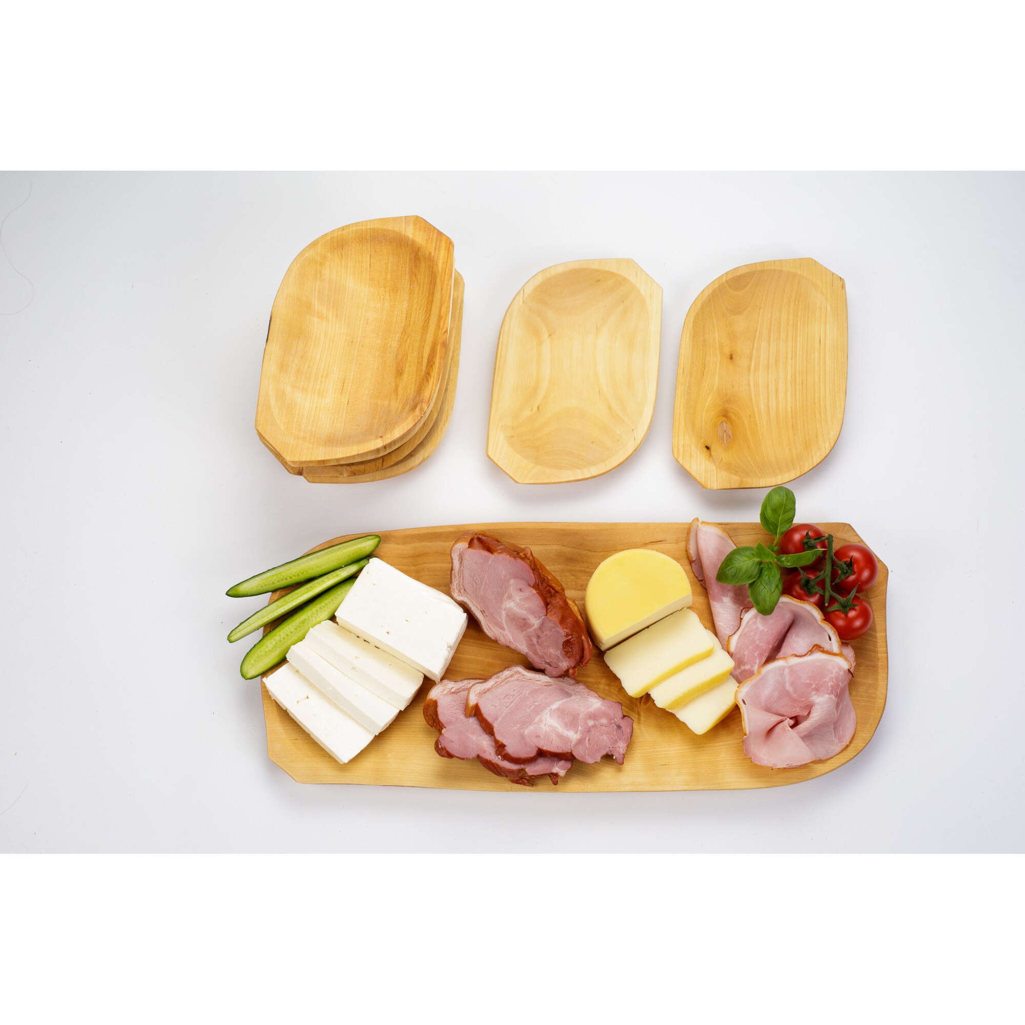 Set servire rustic lemn arin Platou si 6 farfurii - eMAG.ro