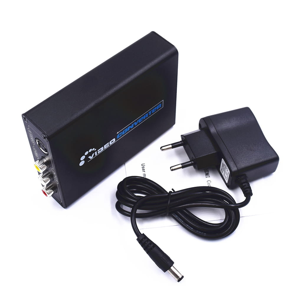 Convertor de la AV / S-Video la HDMI + mufa audio de 3,5 mm, Negru ...