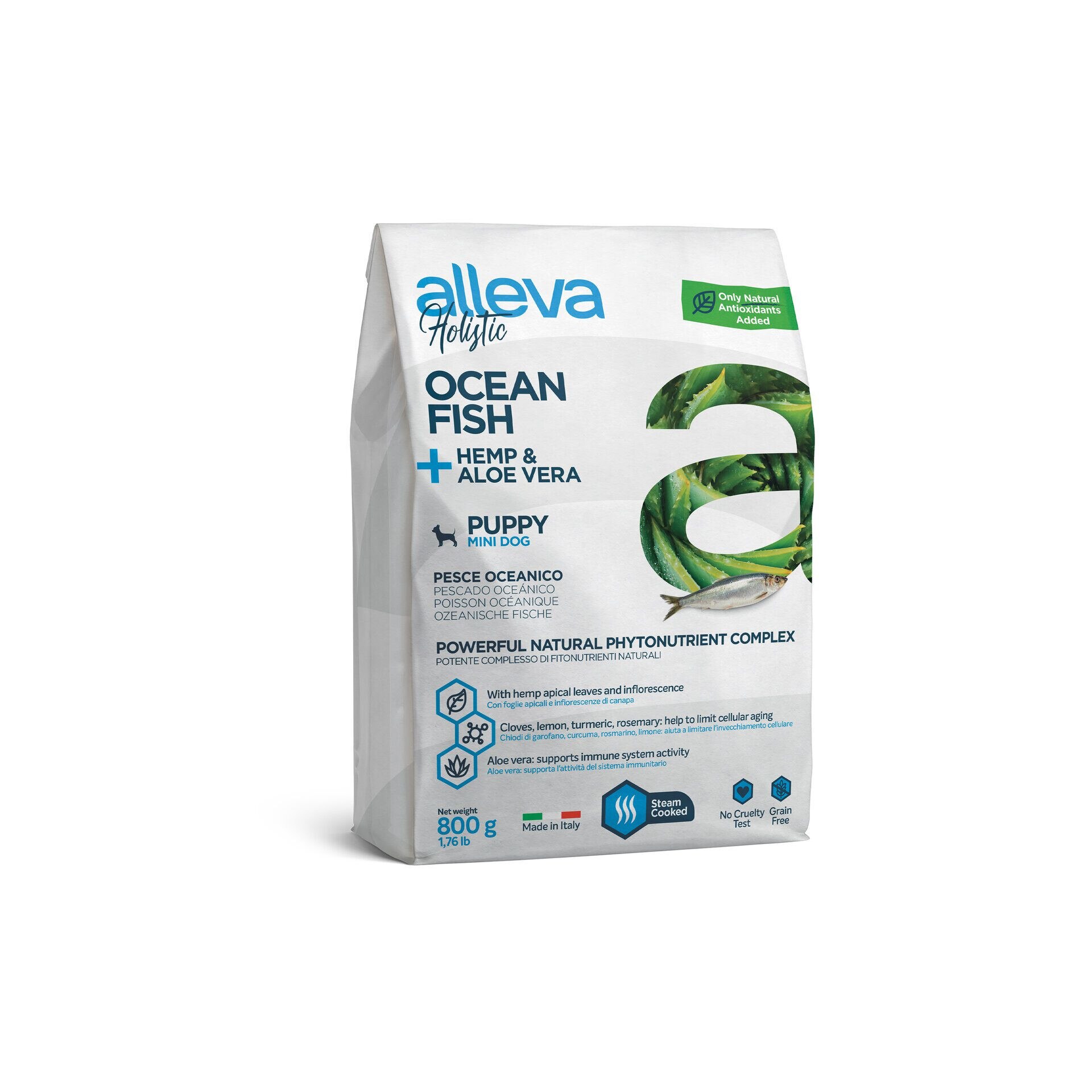 Hrana pentru caini, Alleva Holistic, cu aroma de Peste oceanic, Canepa ...
