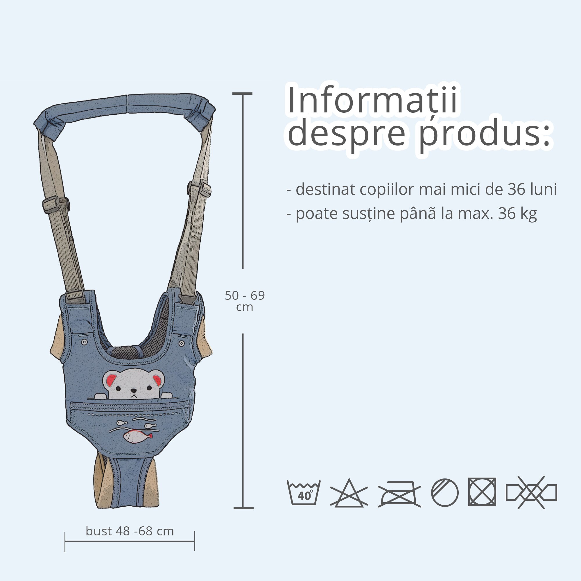 Ham bebe premergator Babysnugg ergonomic Albastru cu suport tip chilot ...