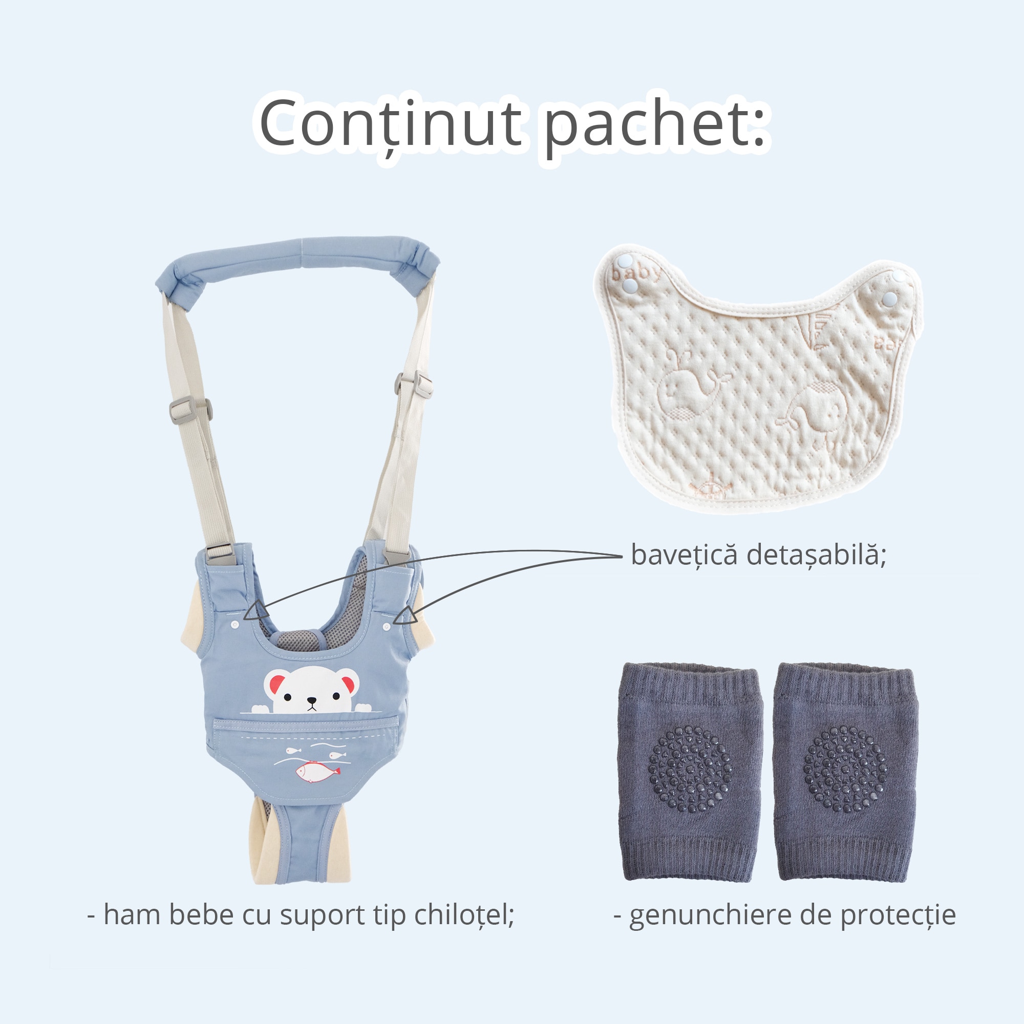 Ham bebe premergator Babysnugg ergonomic Albastru cu suport tip chilot ...