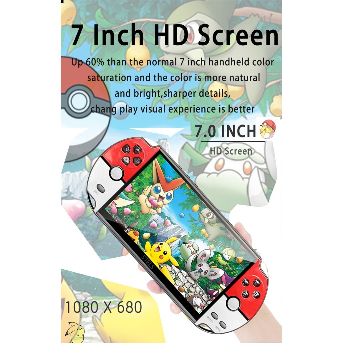 Преносима игра STELS X40, Smart Technology, 7.1 инча цветен дисплей, 10 ...