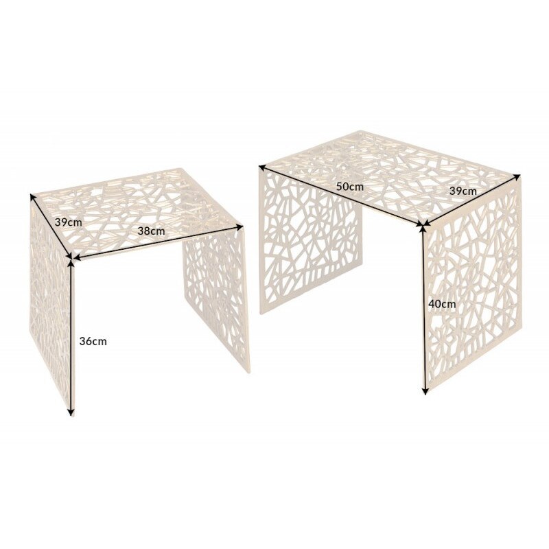 Set 2 masute metalice, auriu, Abstract, 50cm x 40cm x 39cm - eMAG.ro
