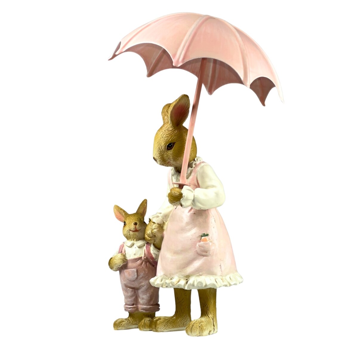 Decoratiune Pasti iepuroaica cu puiut sub umbreluta, inaltime 17 cm ...