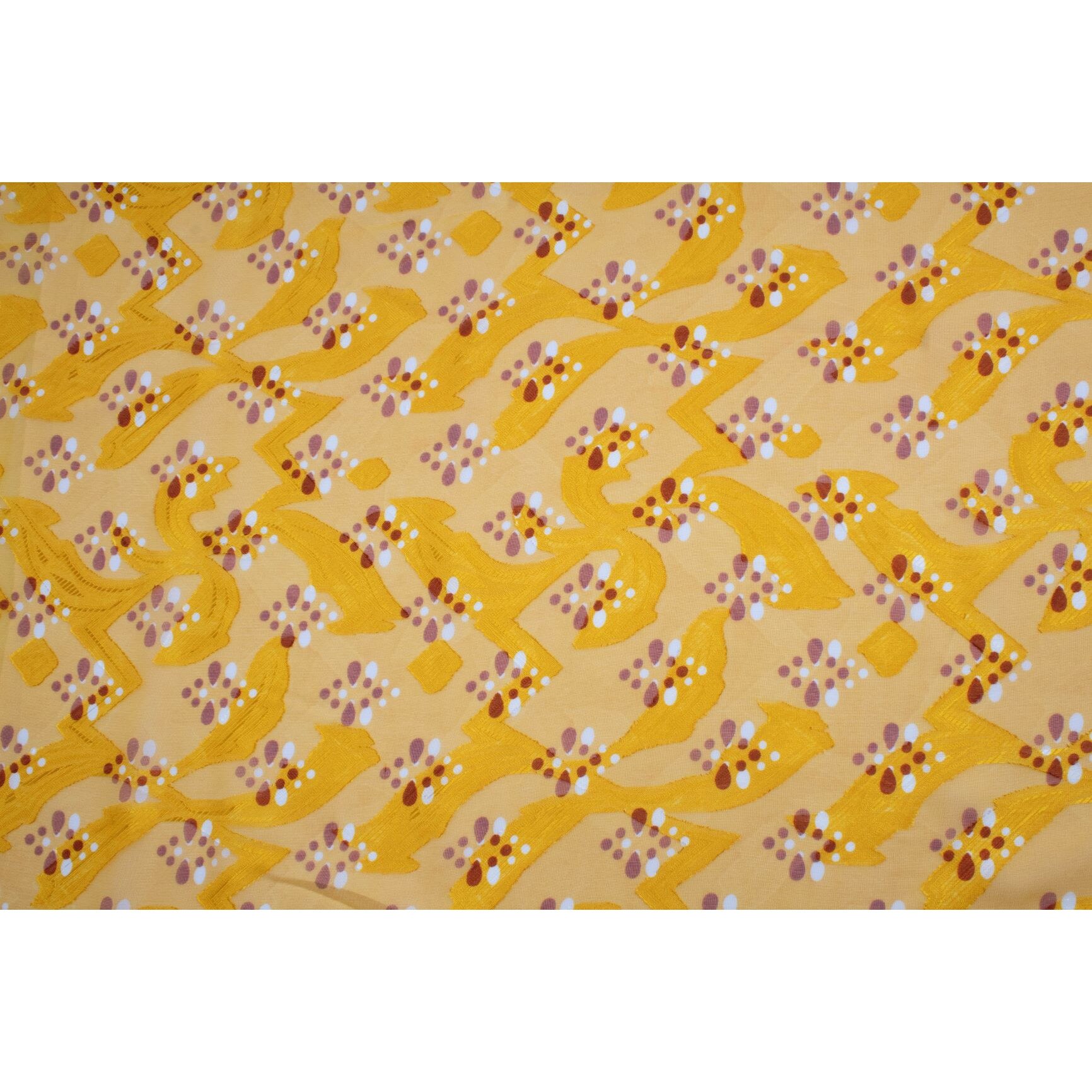 Szövött anyag, nyomott Chiffon típusú, modellszám 2 Sárga, 50 cm x 150 ...