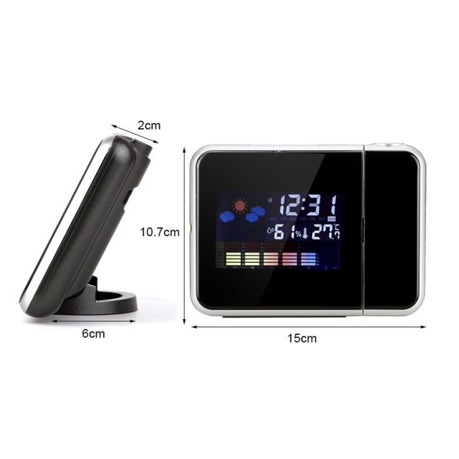 Ceas digital de camera cu termometru, higrometru si proiectie ora ...