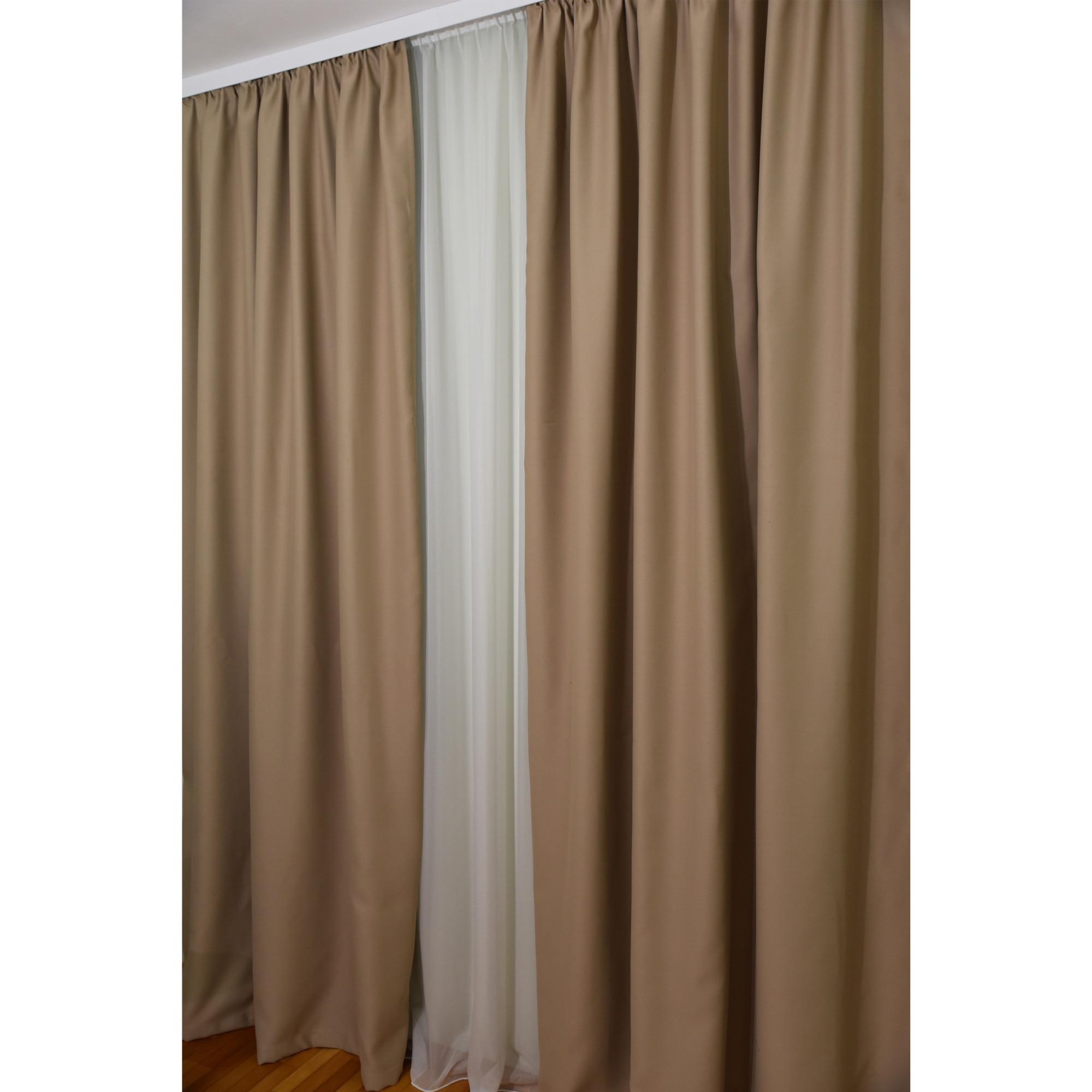 Set doua draperii Black-out Bej 2x300x260 cm, cu rejansa - eMAG.ro