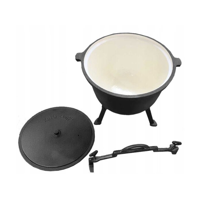 Ceaun din fonta emailata cu picioare si capac, 4litri, negru, Kinghoff ...