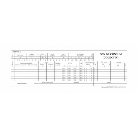 Bon de consum colectiv 1/2 A4, 2 exemplare, autocopiativ - eMAG.ro