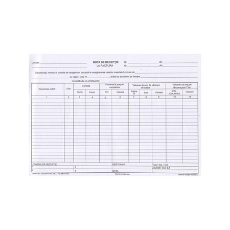 Nota de receptie autocopiativa A4, 2 exemplare - eMAG.ro