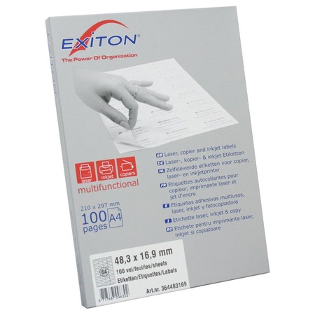 Etichete albe autoadezive 64/A4, 48,3 x 16,9 mm, 100 coli/top, EXITON ...