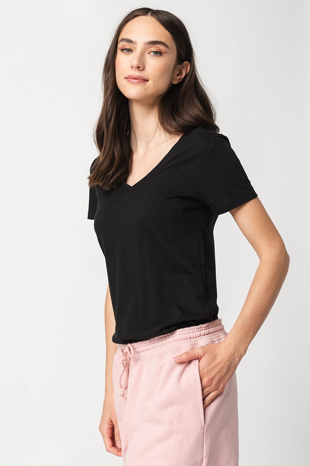 GAP, Тениска с модал с шпиц - 2 броя, Черен, M - eMAG.bg