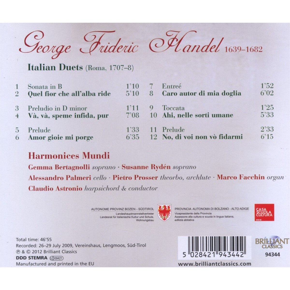 Handel - Italian Duets. Harmonices Mundi CD - eMAG.ro