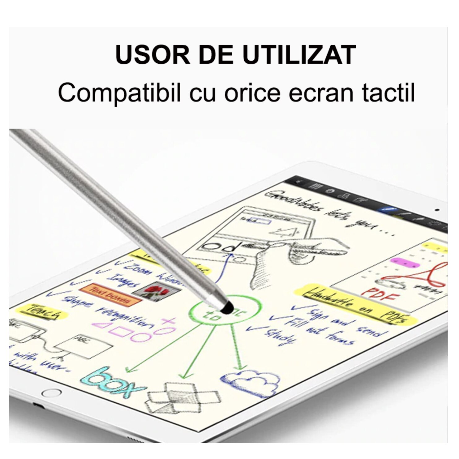 Stylus universal 2 in 1 pentru tableta, telefon sau laptop cu touch ...