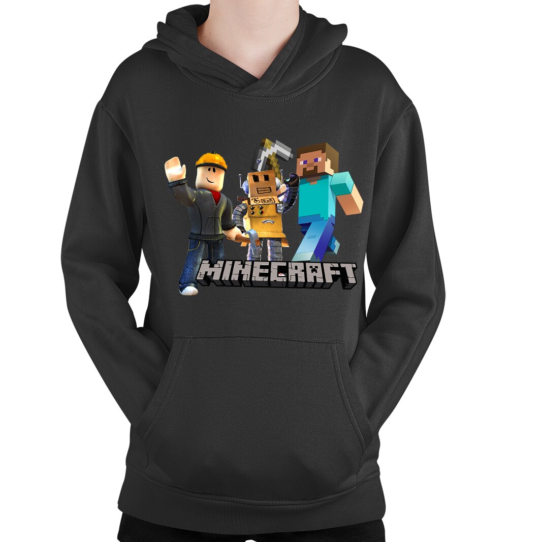 Детски суичър Roblox Minecraft Video Mcskins Tlauncher, Черен, Размер ...