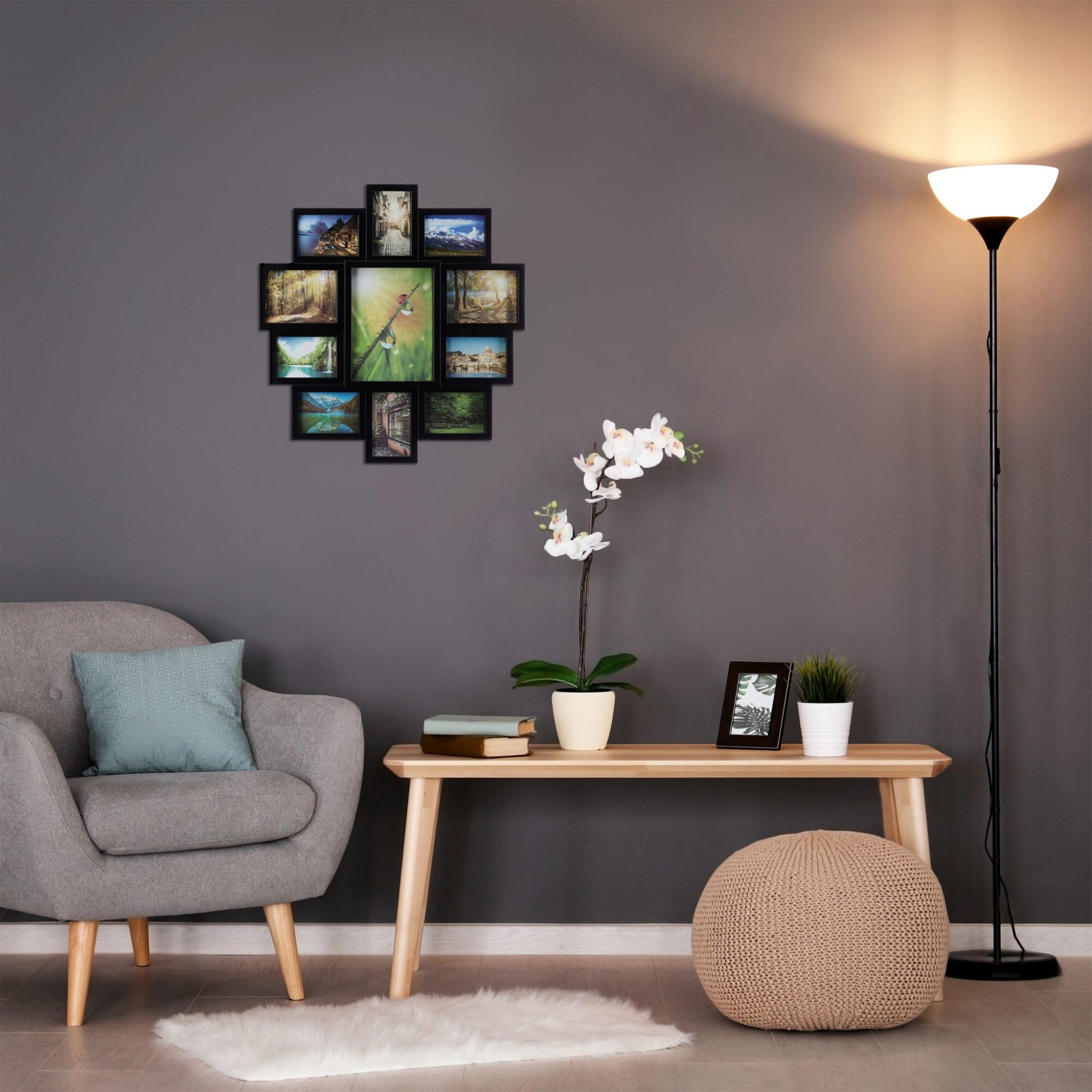 Colaj rama foto pentru 11 poze, negru, Relaxdays - eMAG.ro